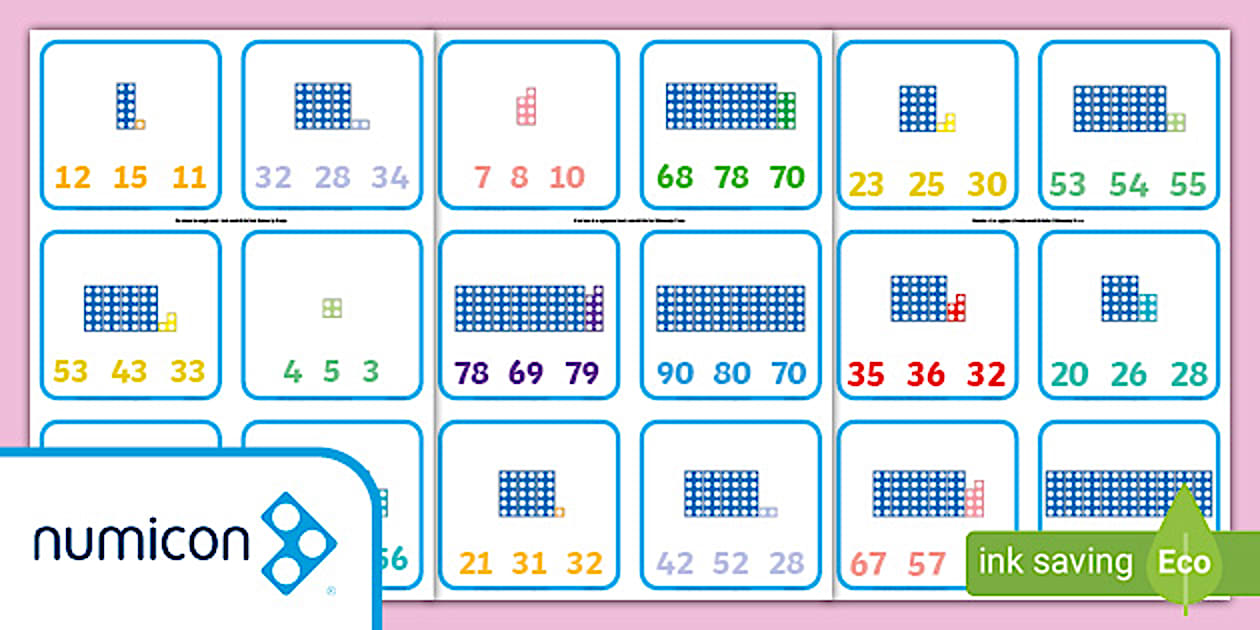 Numicon Shapes 1 to 100 Peg Cards (teacher made) - Twinkl